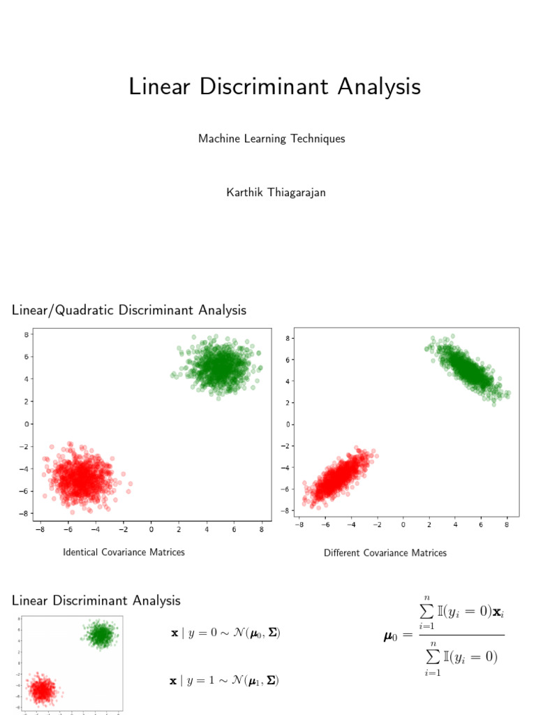 Linear Discriminant Analysis: Machine Learning Techniques | PDF