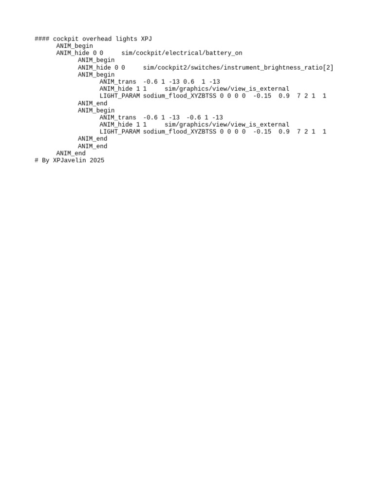 IntLightsCockpit - Obj Segment of Code | PDF