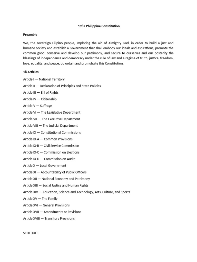 Preamble and the 18 Articles of the 1987 Consti | PDF
