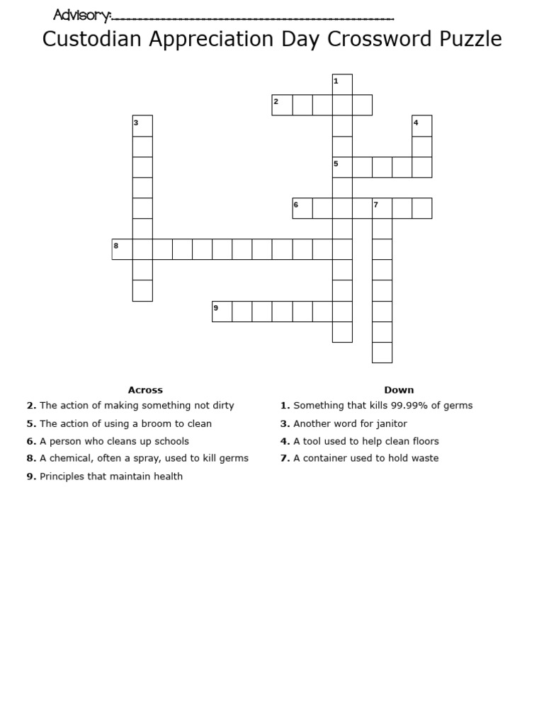 Custodian Appreciation Day Crossword Puzzle - Crossword Labs | PDF