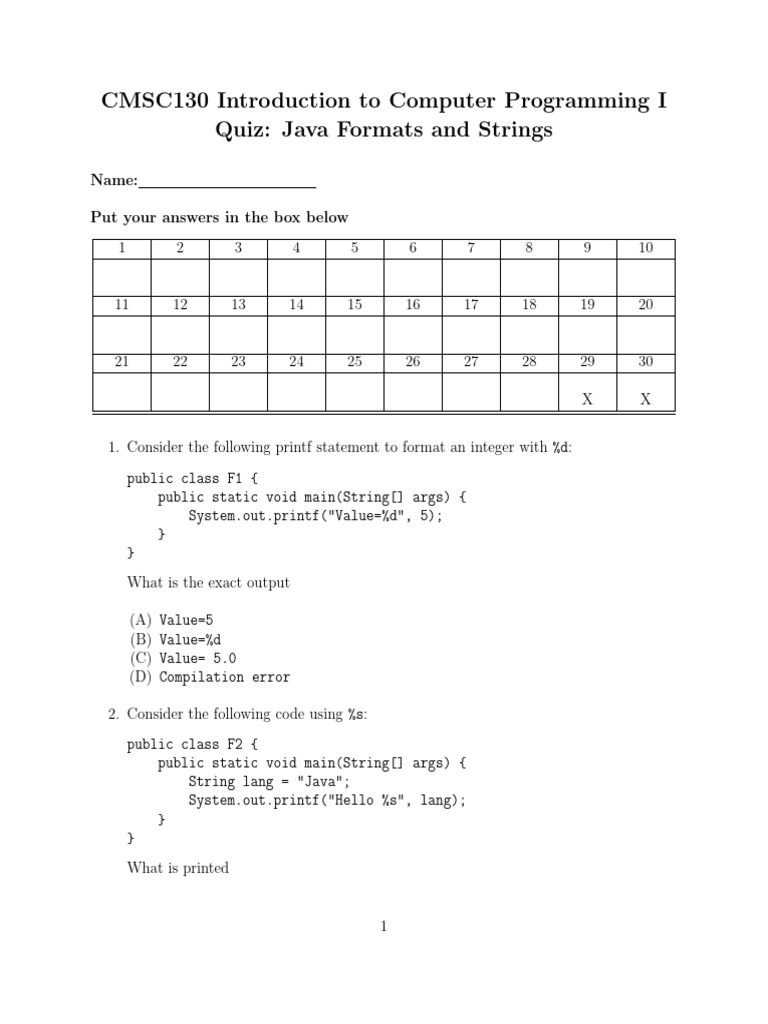 CMSC130 Q3 Java Format Strings | PDF | String (Computer Science ...