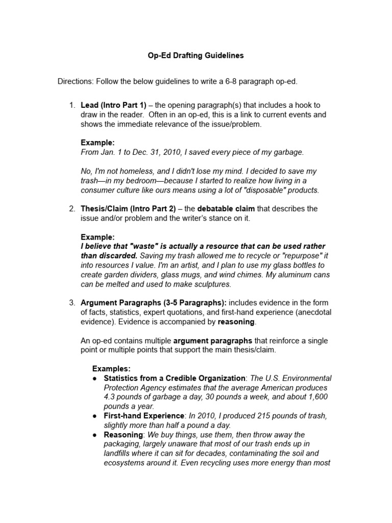 Op-Ed Drafting Guidelines | PDF | Waste | Recycling