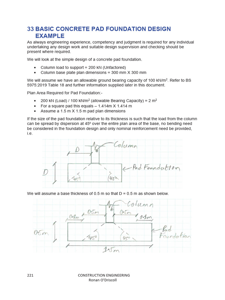 Basic Concrete Pad Foundation Design Example 1717538725 | PDF ...