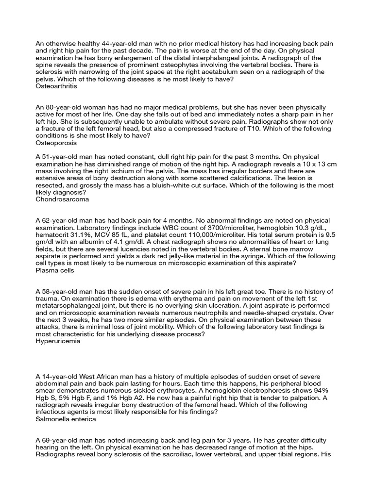 Head & Neck, Bone, Musculoskeletal System Old Q's NEW | PDF | Bone ...