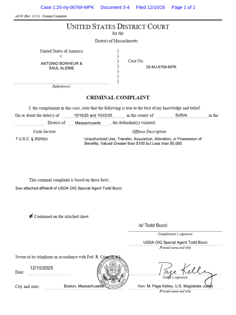Usa v. Bonheur Et Al. - Complaint Affidavit | PDF | Supplemental ...