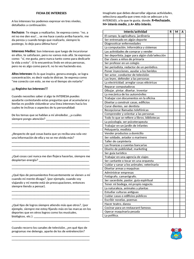 Identifica tus intereses personales | PDF