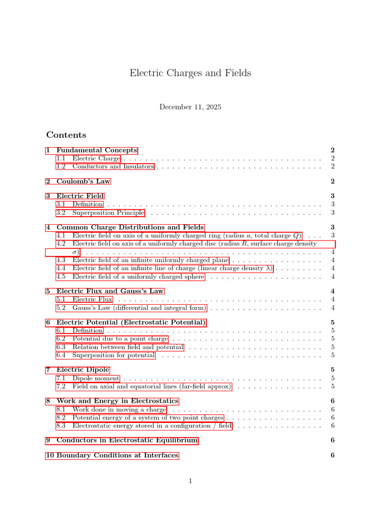 Electric Charges and Fields Overview | PDF | Electric Field | Electric ...