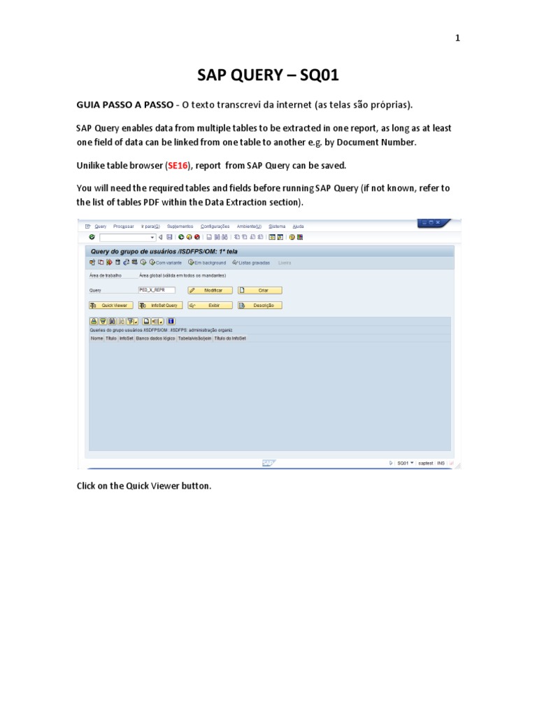 SAP Query Guide: Creating Reports | PDF | Information Retrieval | Databases