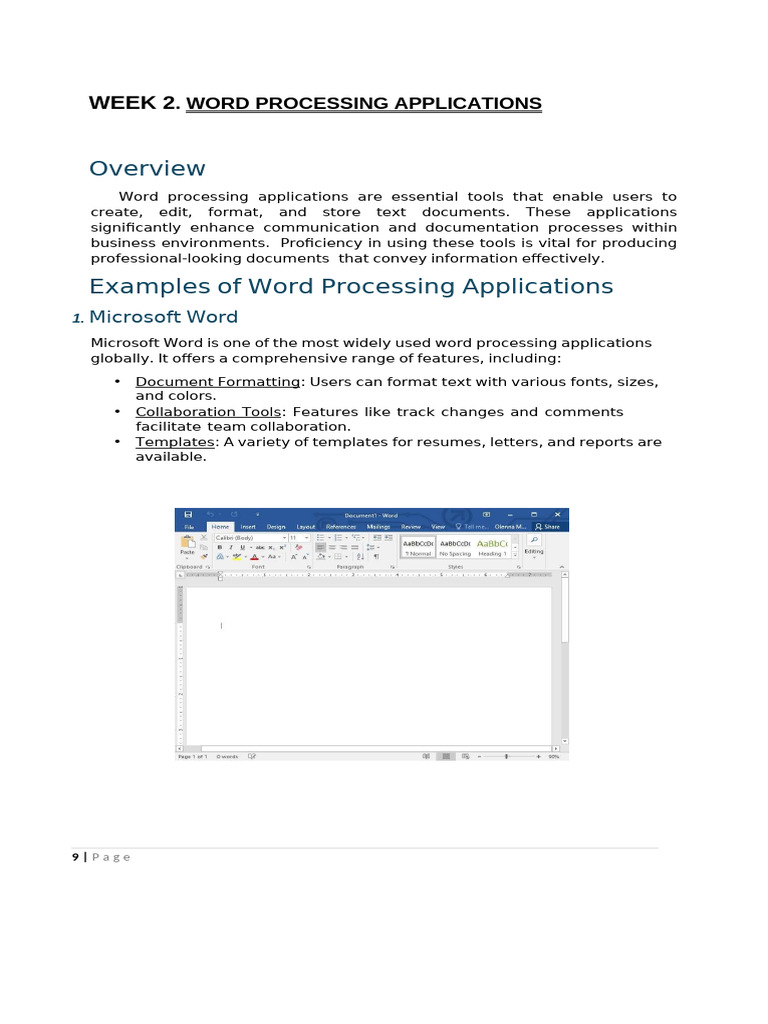 Week 2 Word Processing Application | PDF | Pages (Word Processor ...