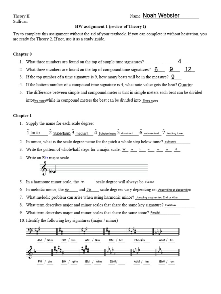 Music Theory Assignment: Intervals & Time Signatures | PDF | Chord ...