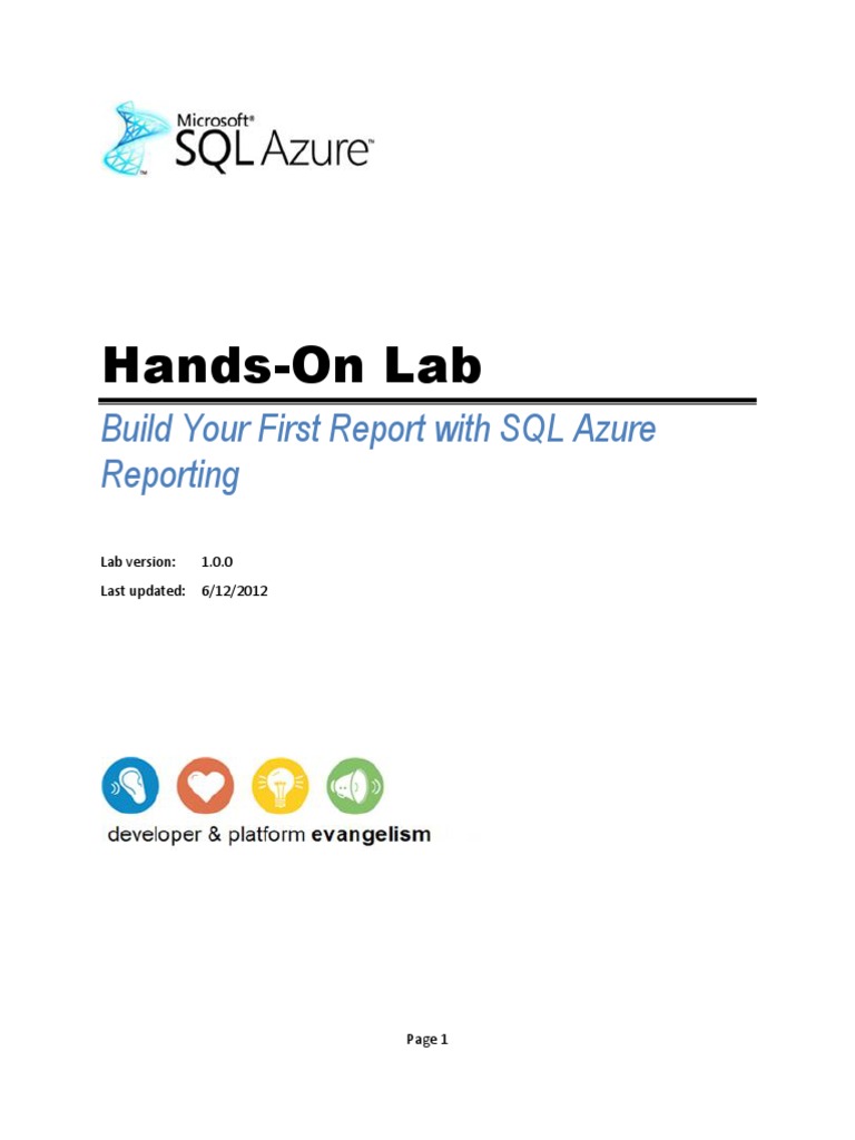 Hands-On Lab: Build Your First Report With SQL Azure Reporting | PDF | Microsoft Sql Server ...