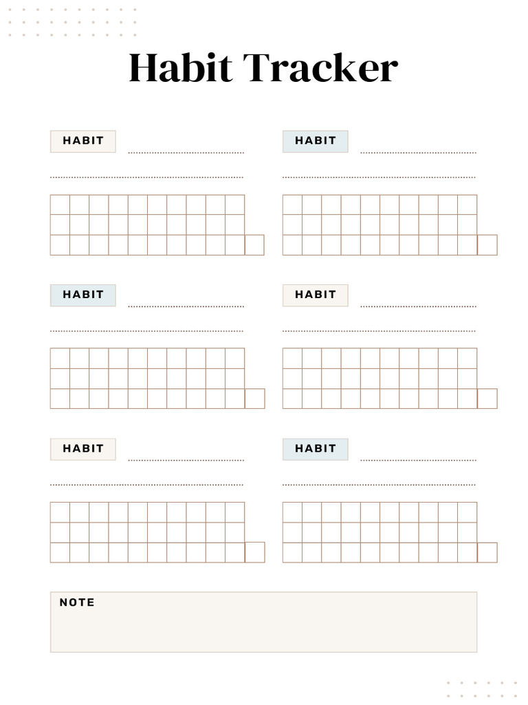 Modern Clean Habit Tracker Checklist Planner | PDF