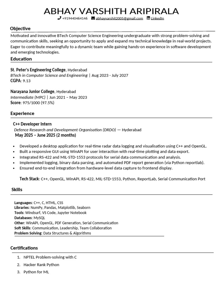 Extra Abhay Proper Editable Resume | PDF
