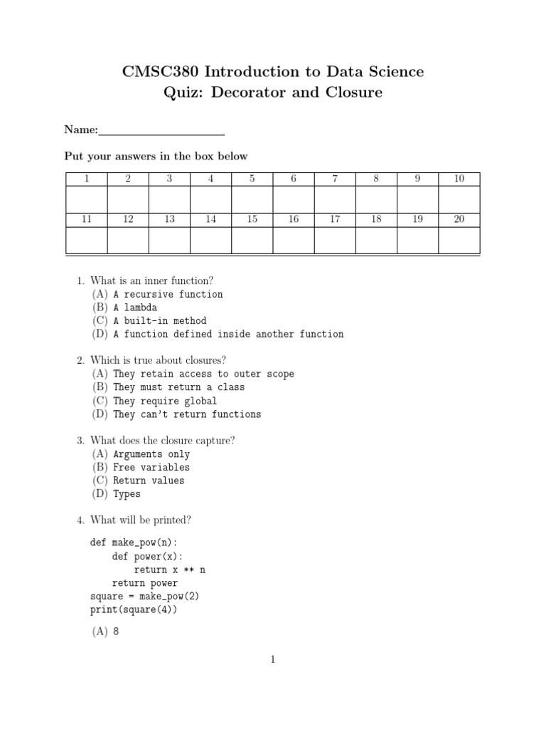 CMSC380 Q4 Python Declarative Closure | PDF | Scope (Computer Science ...