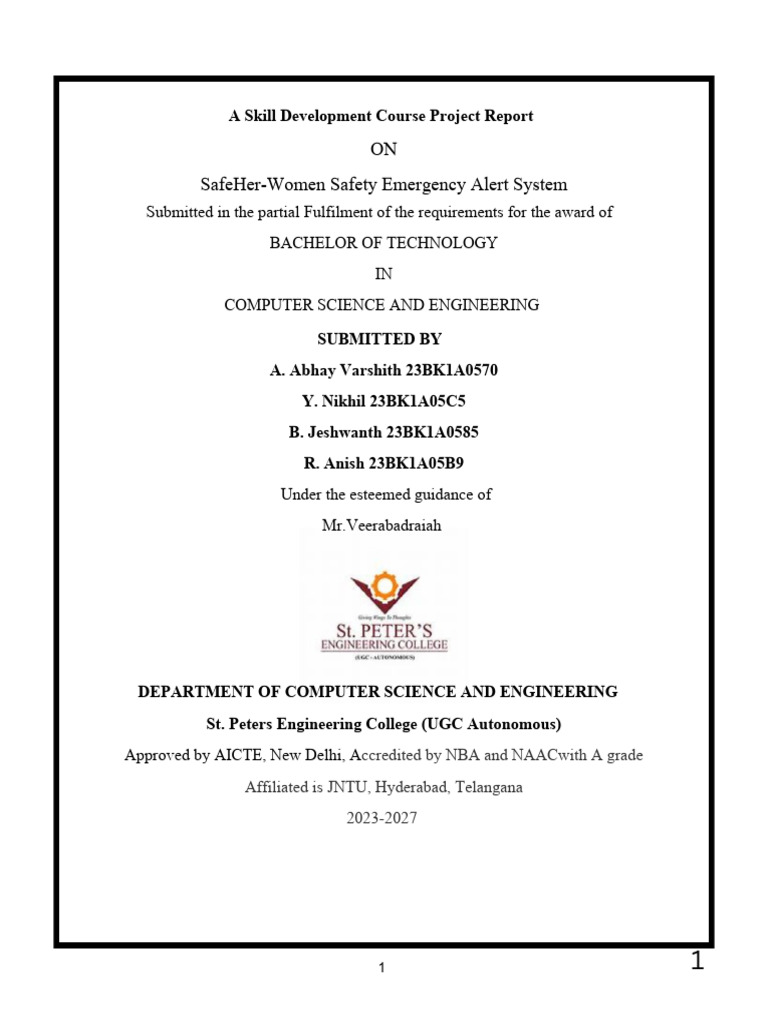 Women Safety Alert System Project Report | PDF | Mobile App | Engineering