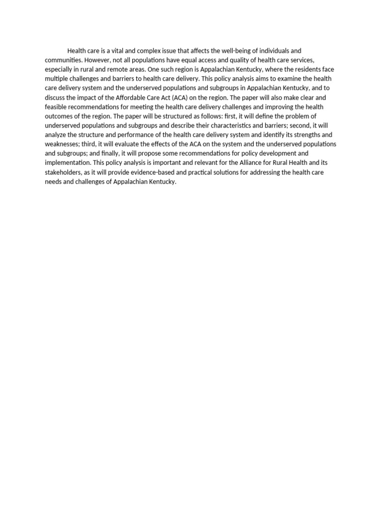 Health Care Is A Vital and Complex Issue That Affects The Well | PDF