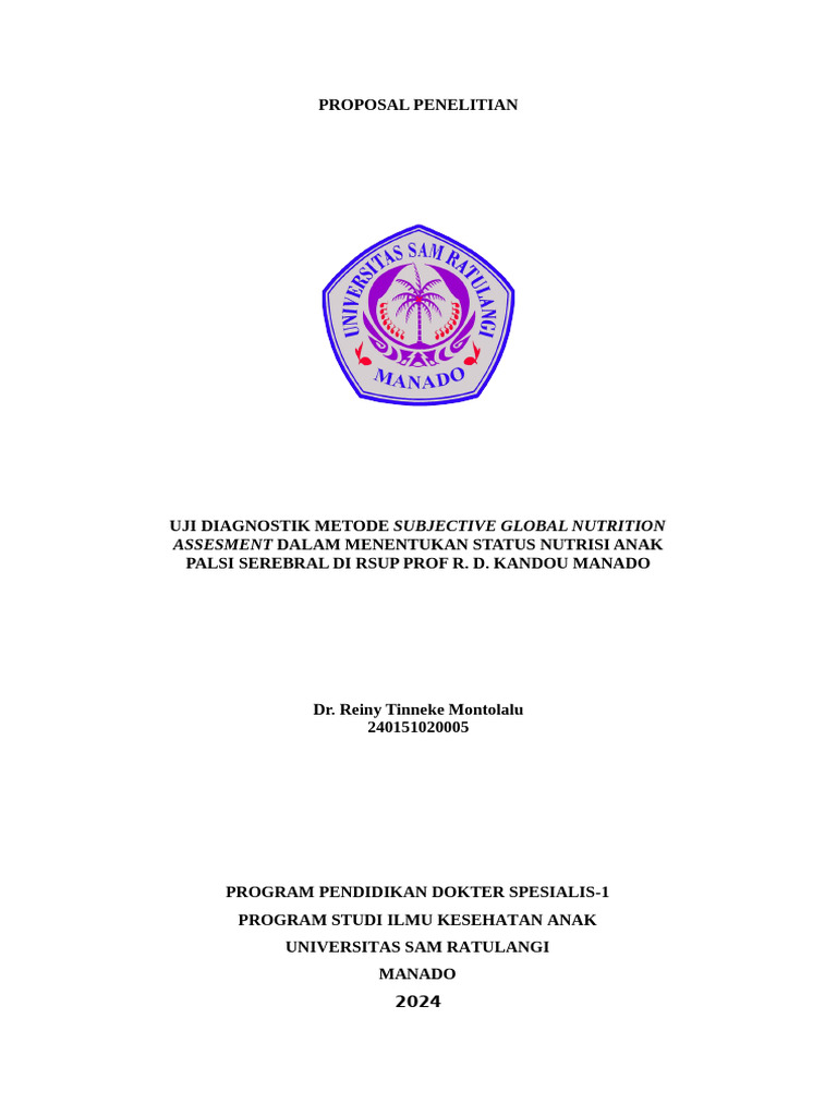Uji Diagnostik Metode Subjective Global Nutrition | PDF