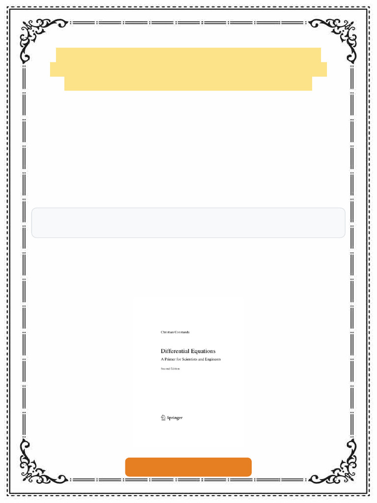 Differential Equations A Primer for Scientists and Engineers 2nd ...