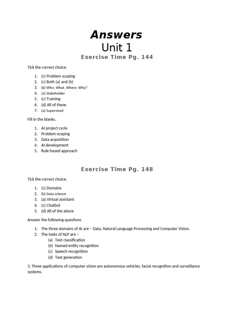 Answer Key (Exercise Time) | PDF | Artificial Intelligence ...