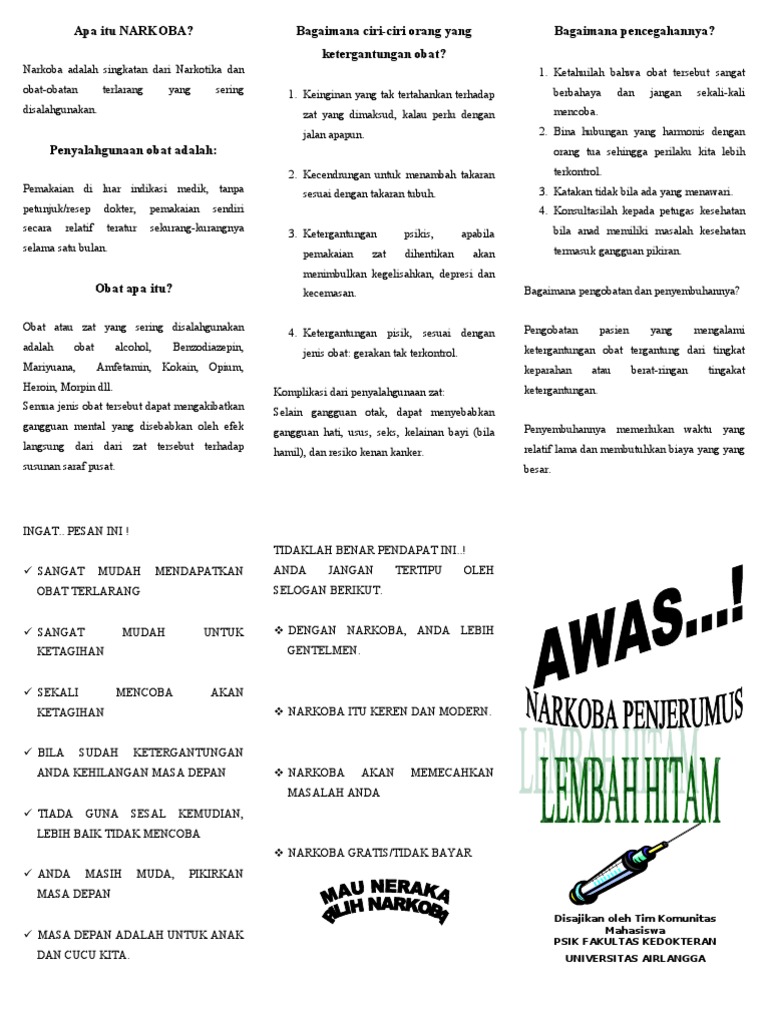 Leaflet Narkoba | PDF | Pengembangan Diri