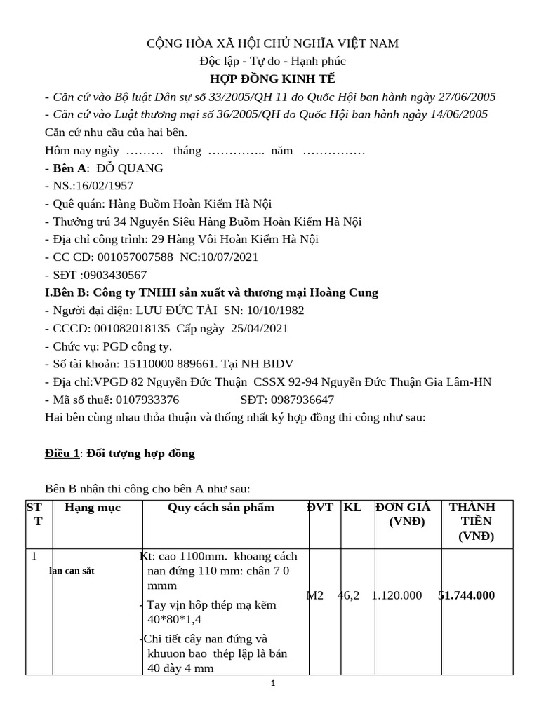 HD - Đ Quang-29 - Hàng Vôi | PDF