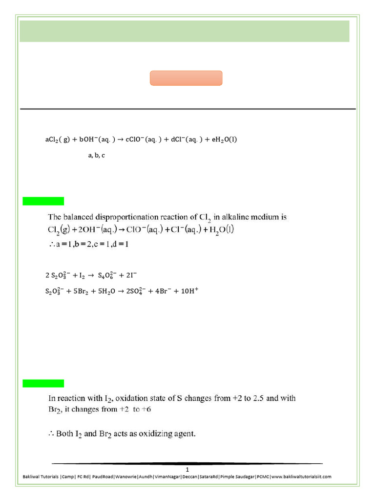 Chemistry Paper With Solutions | PDF | Redox | Chloride