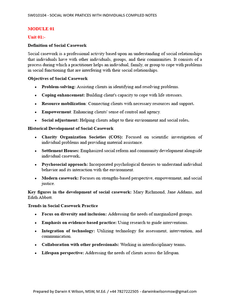 Sw010104 - Social Work Pratices With Individuals | PDF | Social Work ...
