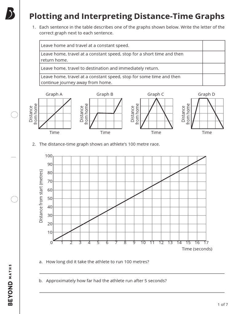 Plotting and Interpreting Distance-Time Graphs | PDF | Speed | Chess
