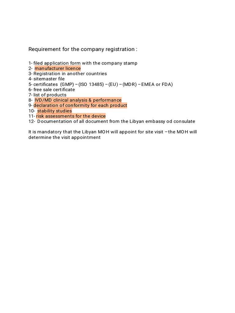 Company Registration Requirements in Libya | PDF