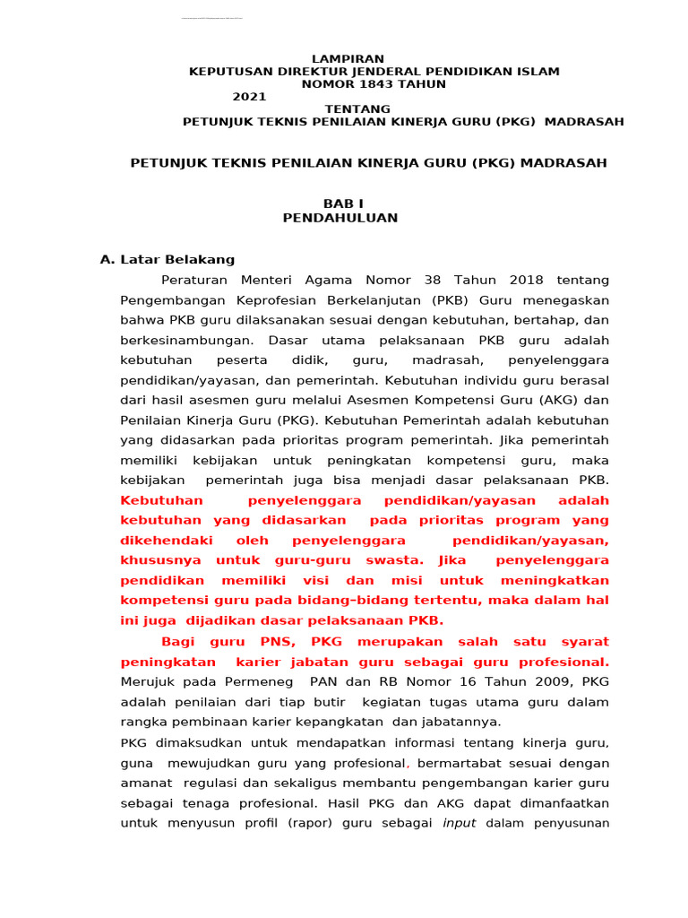 Juknis No 1843 Tahun 2021 Ttg Pkg | PDF