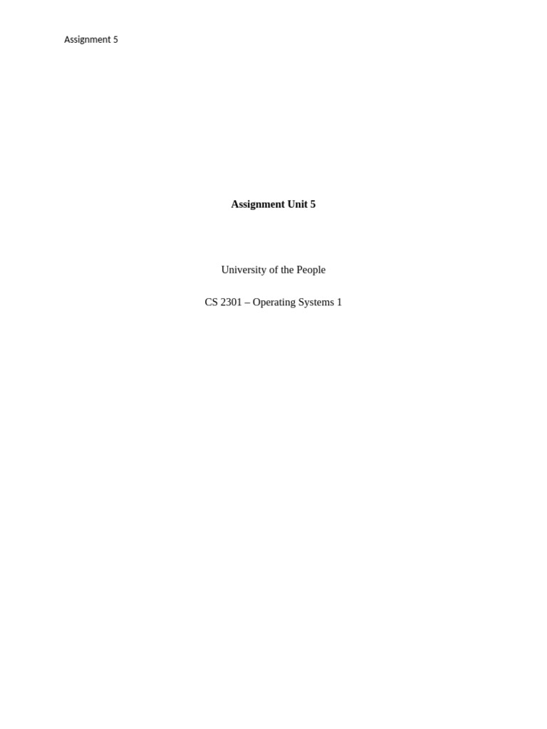 Operating Systems 1 - Assignment Unit 4 | PDF | Computer File ...