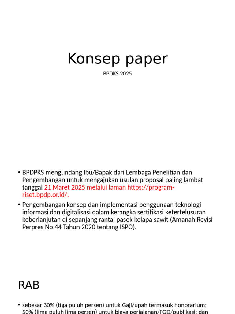 Konsep Paper | PDF