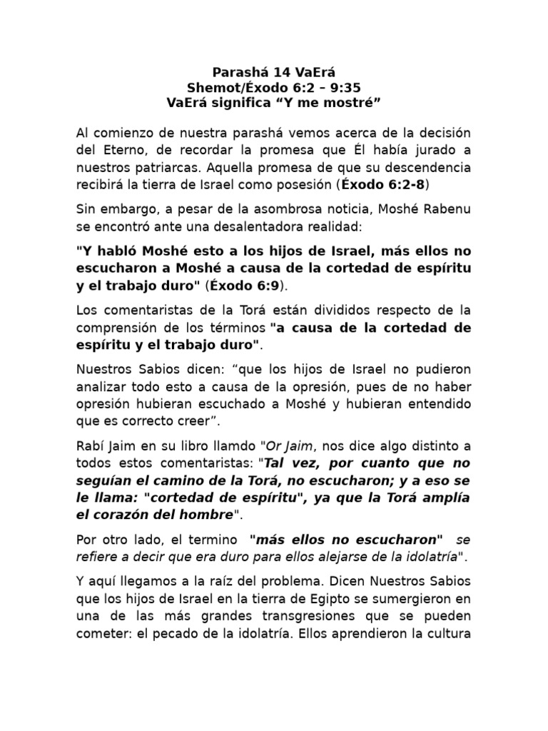 Parashá 14 VaErá | PDF | Libro del éxodo