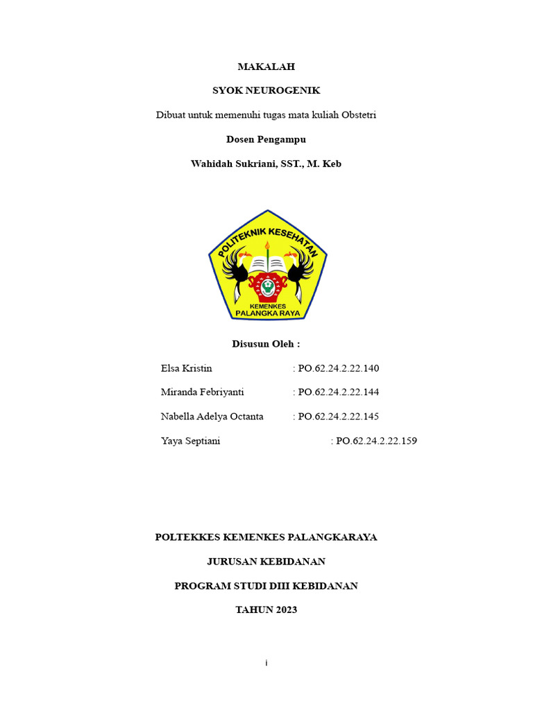 Konsep dan Asuhan Syok Neurogenik | PDF