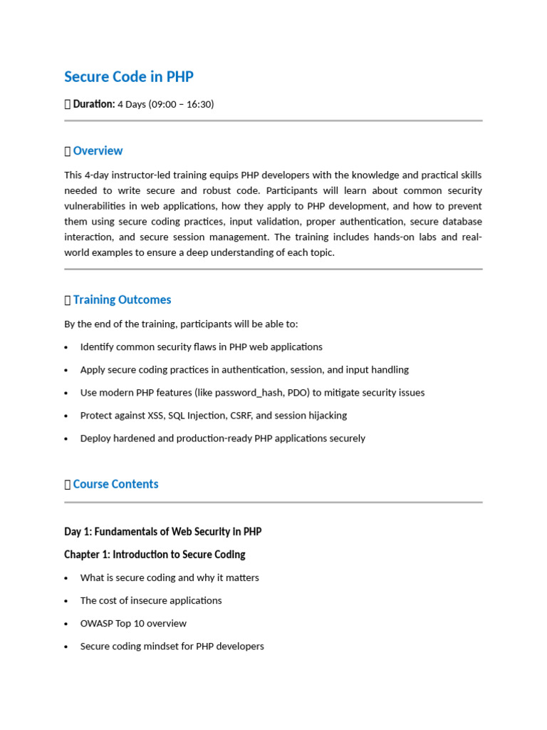 Secure Code in PHP | PDF | Php | Computing