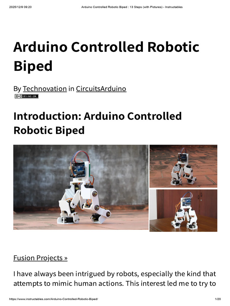 Arduino Biped Robot Project Guide | PDF | Arduino | Robotics