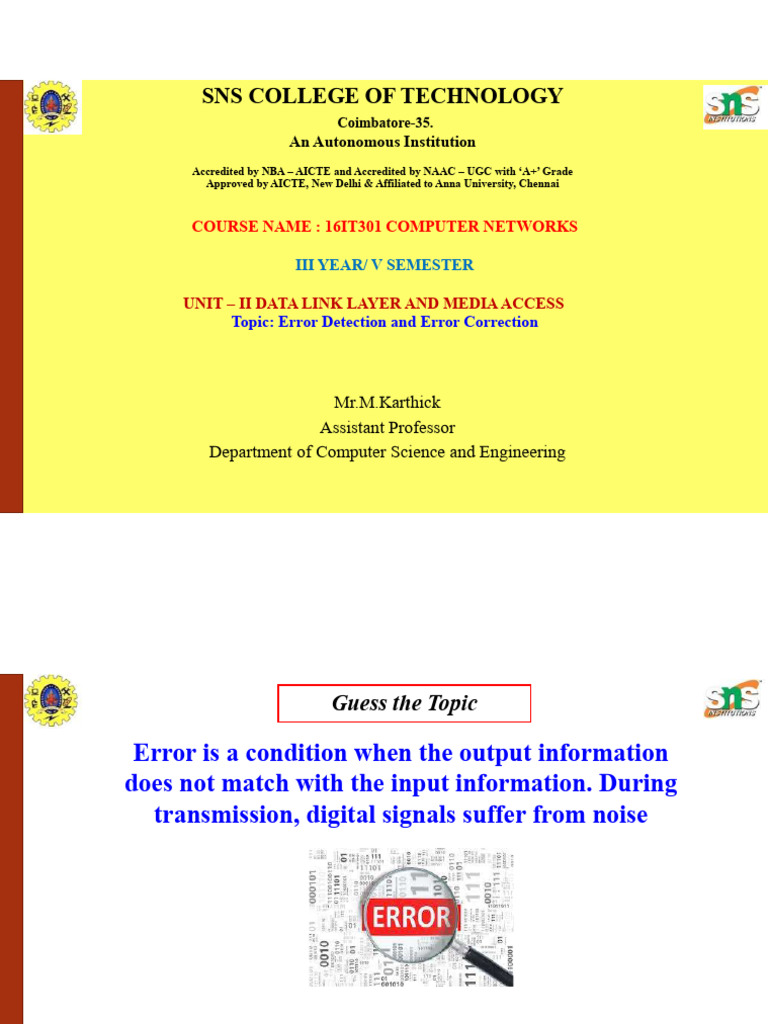 U1 Error Detection and Error Correction | PDF | Error Detection And ...