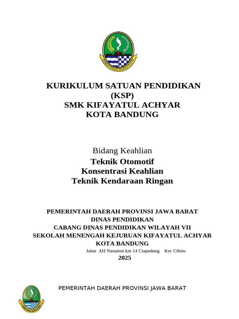 Kurikulum SMK Kifayatul Achyar 2025 | PDF
