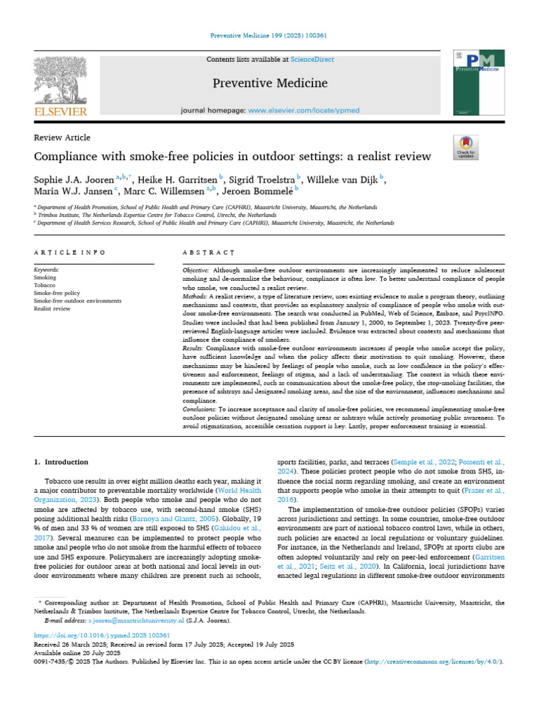 Smoke-Free Outdoor Policy Compliance Review | PDF | Tobacco Smoking ...