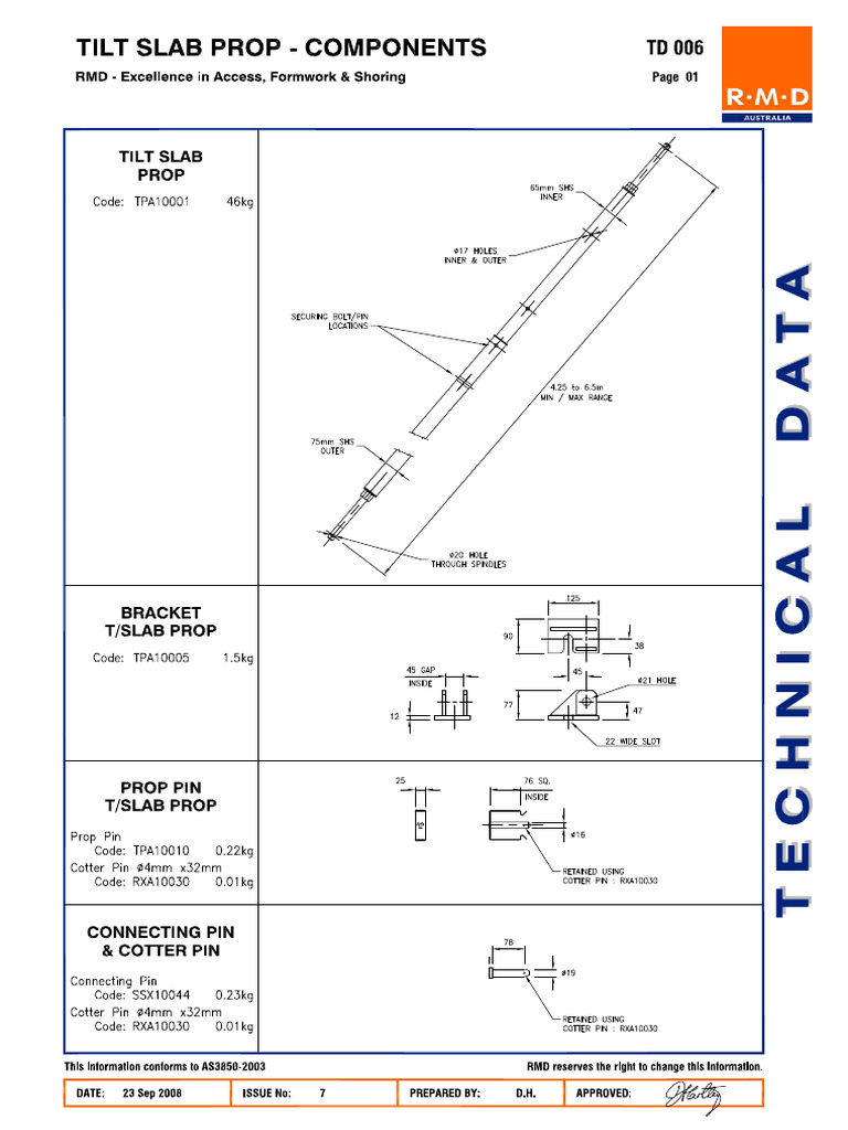 RMD Td006 Tilt Slab Prop Ti (r07 23sep08) GB | PDF