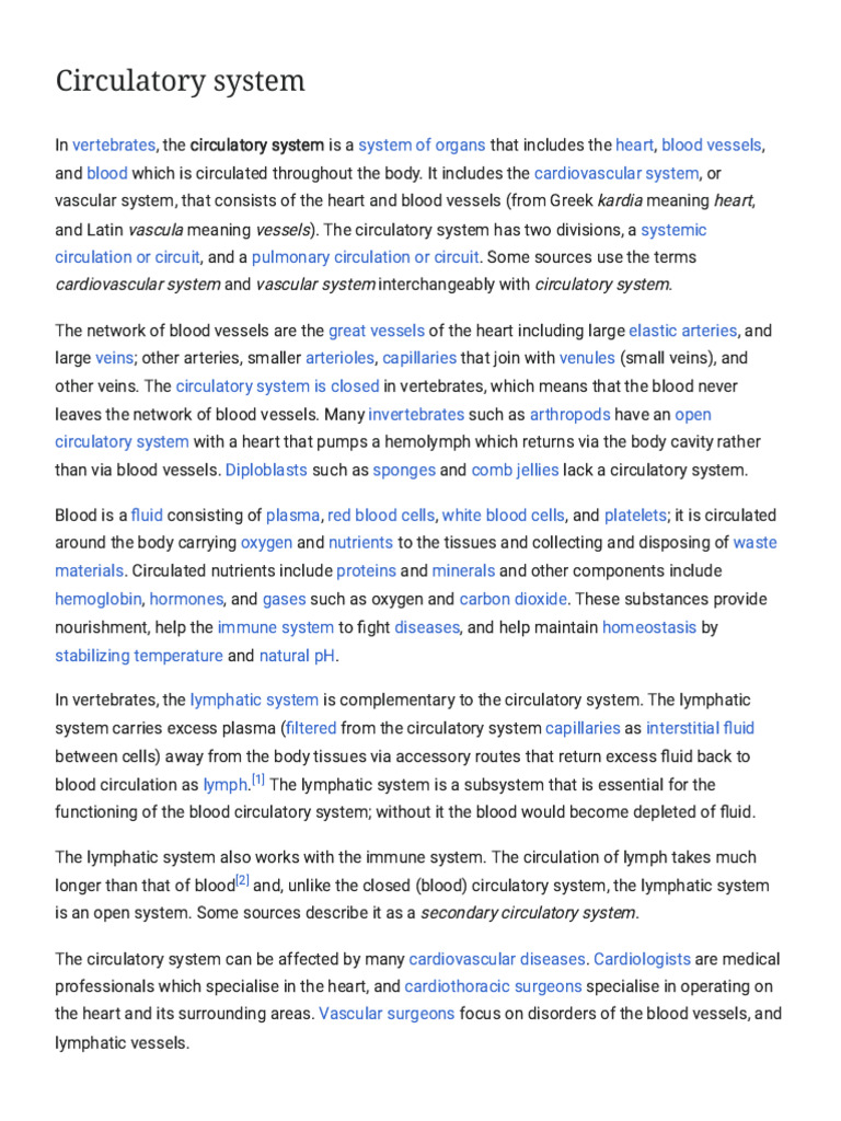 Overview of the Circulatory System | PDF | Circulatory System | Vein