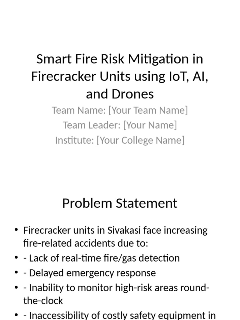 Smart Fire Safety Hackathon PPT | PDF | Internet Of Things | Unmanned ...
