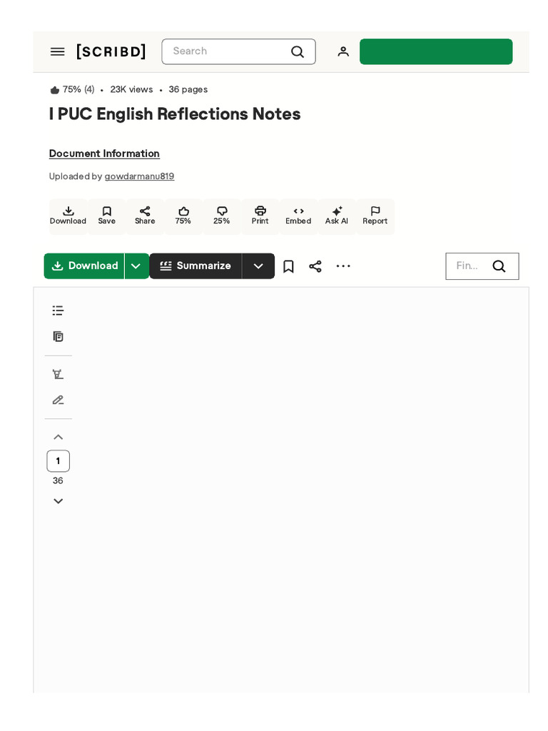 Document751349270i PUC English Reflections Notes | PDF