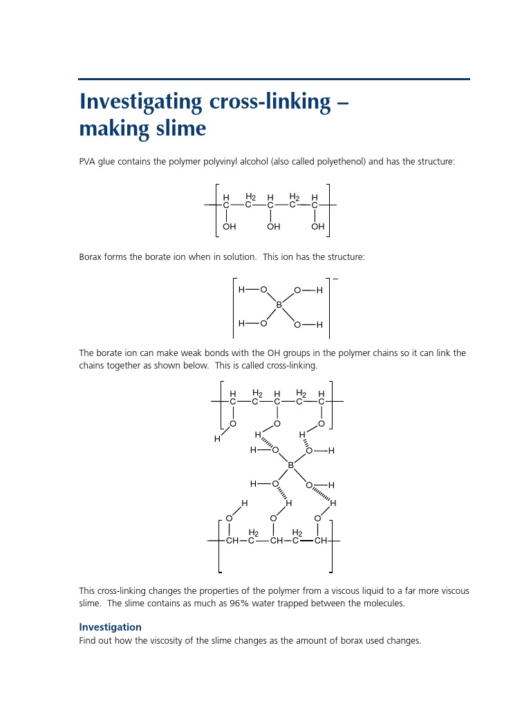 Slime Cross Linking | Download Free PDF | Cross Link | Chemical Substances