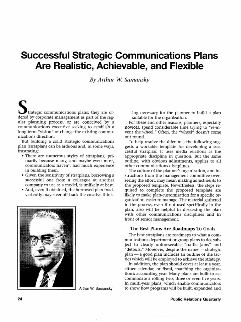 Samansky, Successful Strategic Communication Plans | PDF | Strategic ...