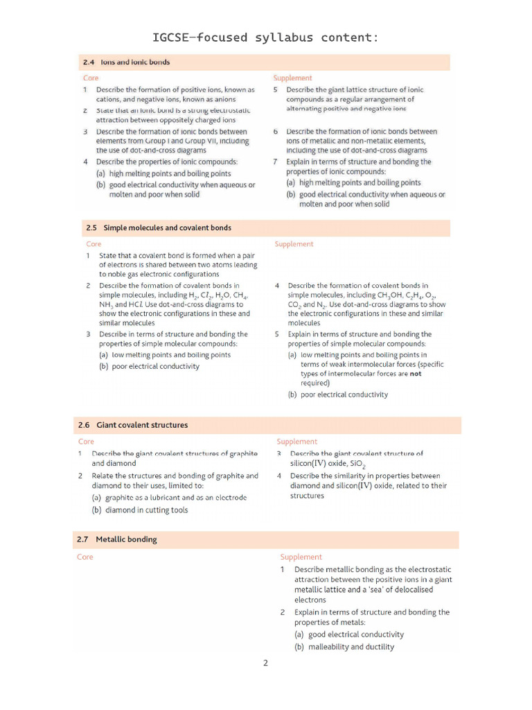 IGCSE - Bonding & Structure | PDF