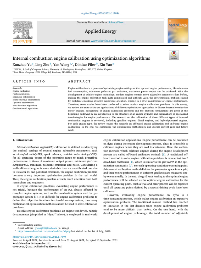 Internal Combustion Engine Calibration Using Optimization Algorithms ...