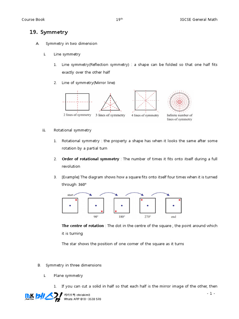 IGCSE Math Coursebook 19th Symmetry | PDF | Circle | Angle