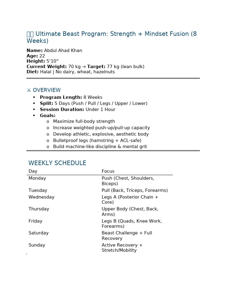 Beast 8week Strength Mindset | PDF | Physical Exercise | Weight Training