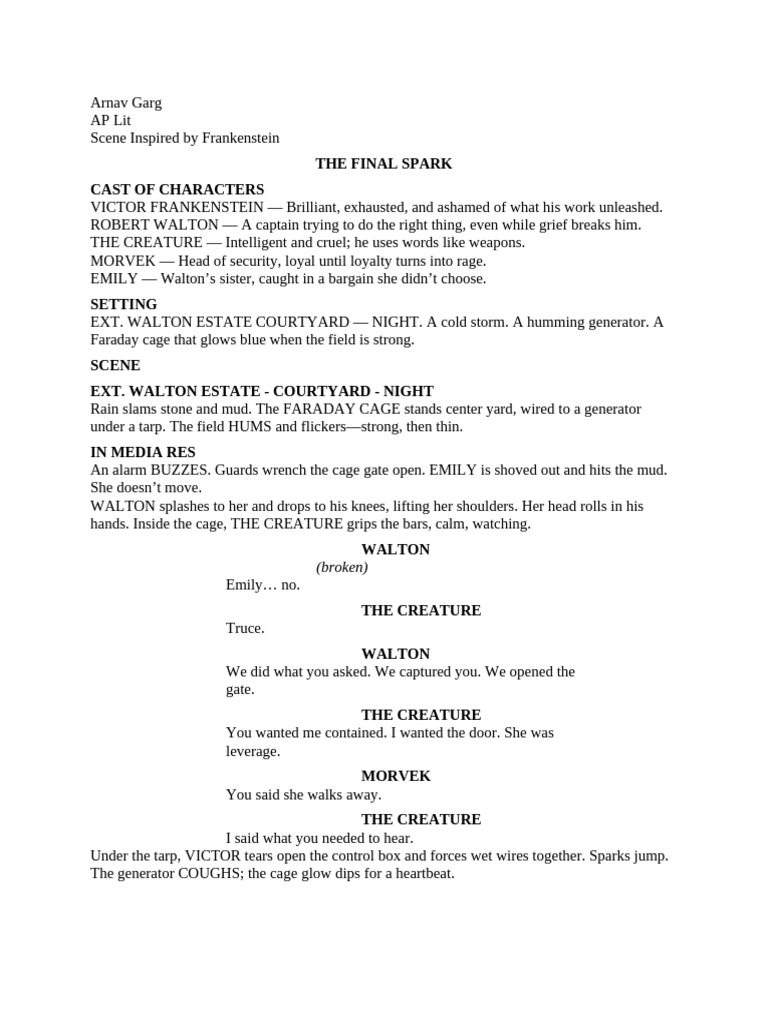 The Final Spark Screenplay Arnav Garg | PDF